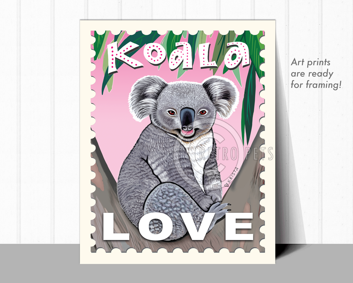 Koala Art Print by Retro Pets Artist Krista Brooks | Zoo Love
